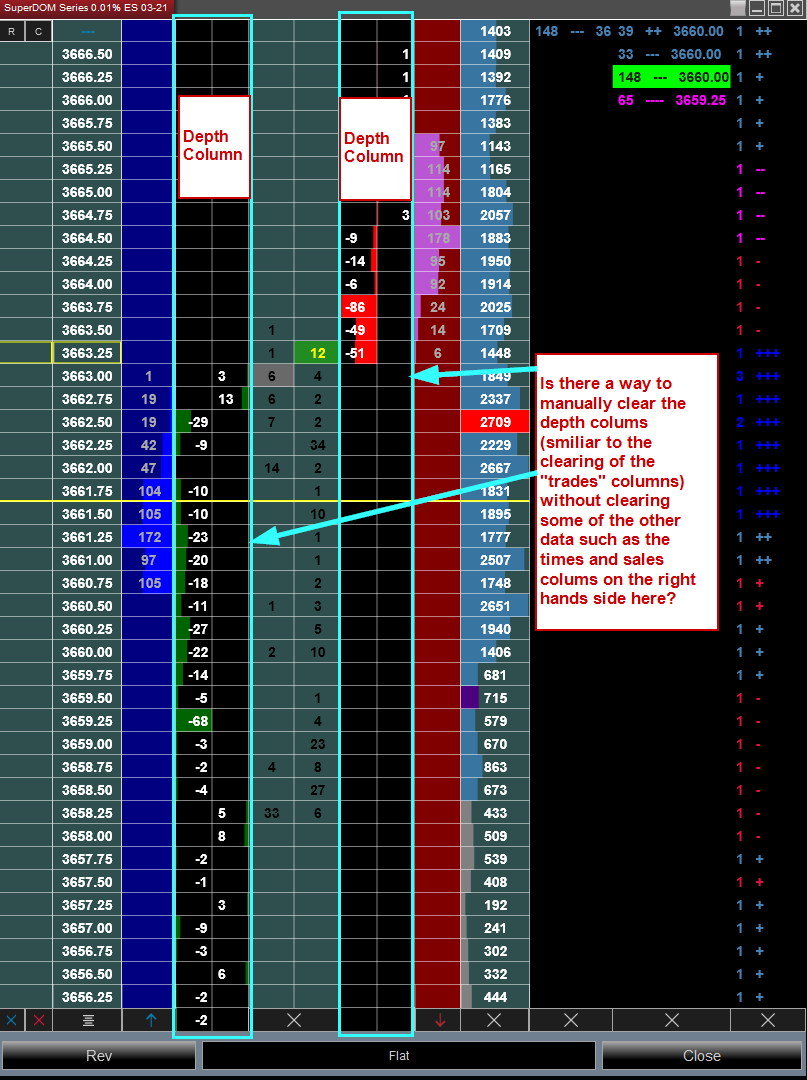 Ability to Manually Clear Depth Columns – Trading OrderFlow