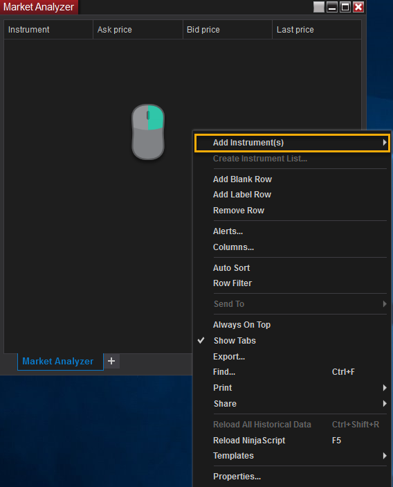 Market Analyzer Template in VWAP Pack | Trading OrderFlow